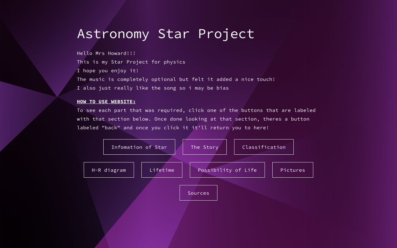 Astronomy Star Project